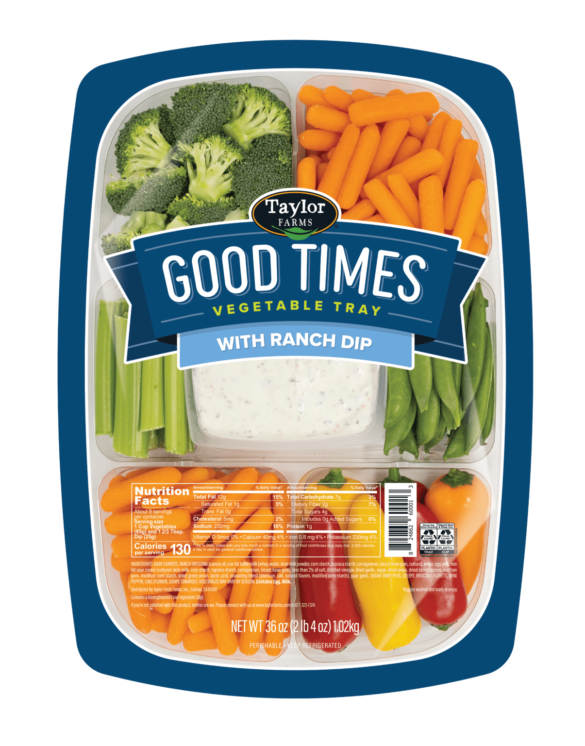 Vegetable Tray with Everything Ranch Dip 52oz - Taylor Farms